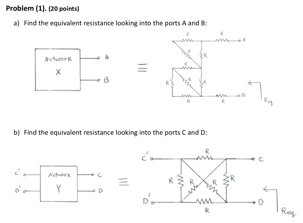 Solved Problem (1). (20 points) a) Find the equivalent | Chegg.com