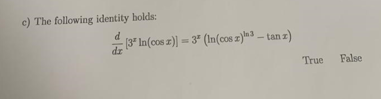 Solved c) ﻿The following identity | Chegg.com