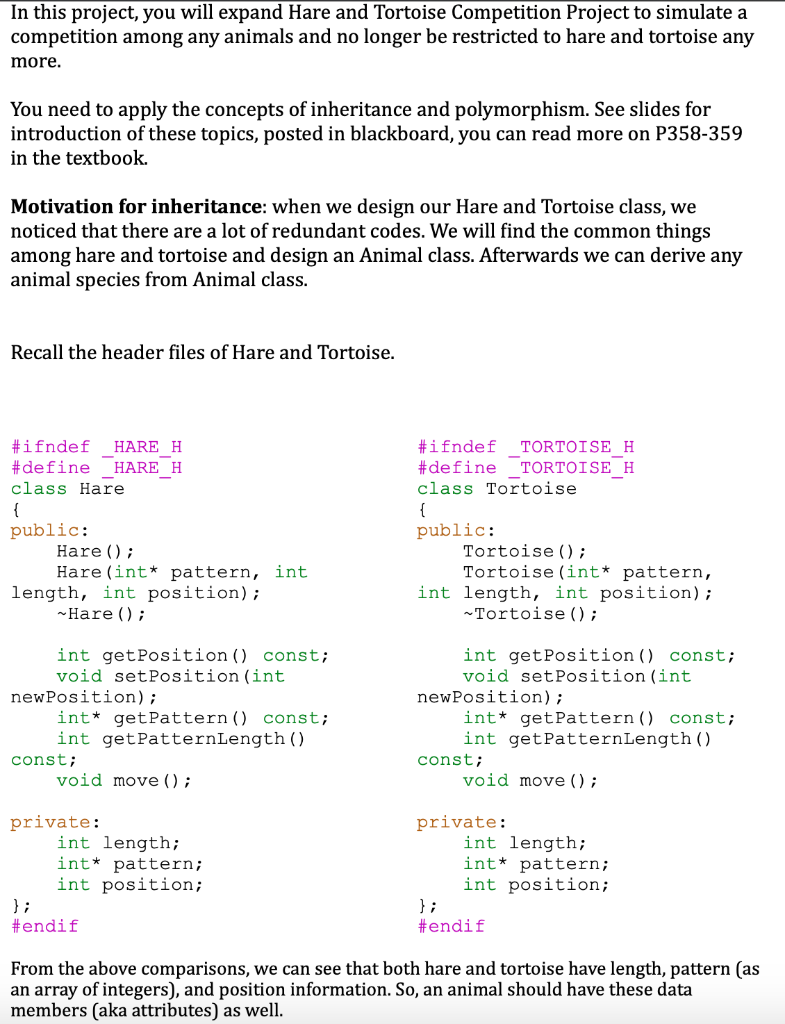 Solved In this project, you will expand Hare and Tortoise | Chegg.com
