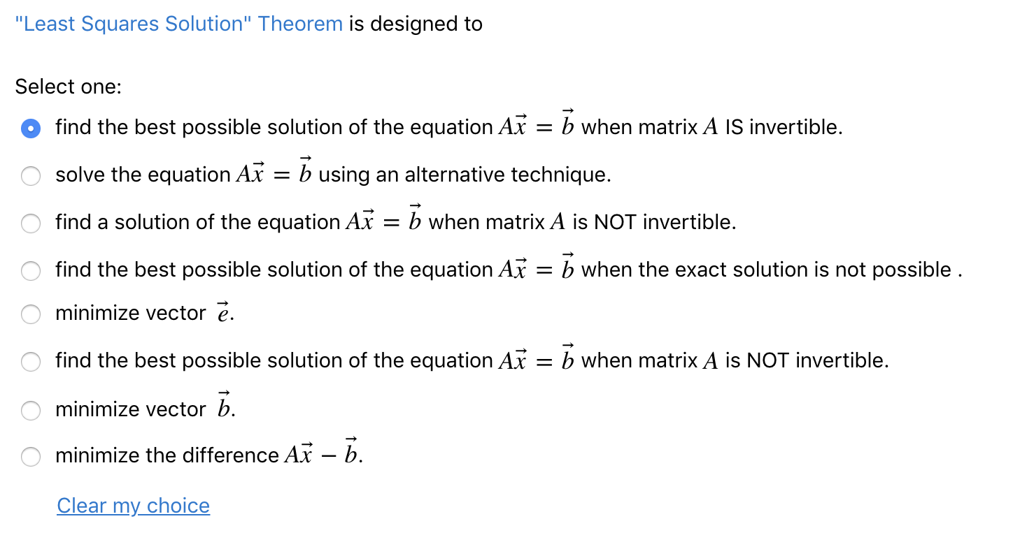 Solved "Least Squares Solution" Theorem is designed to | Chegg.com