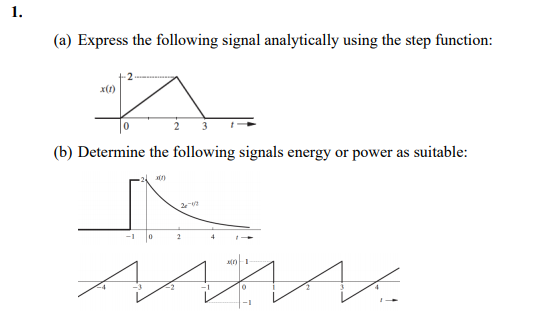 Solved 1. (a) Express the following signal analytically | Chegg.com
