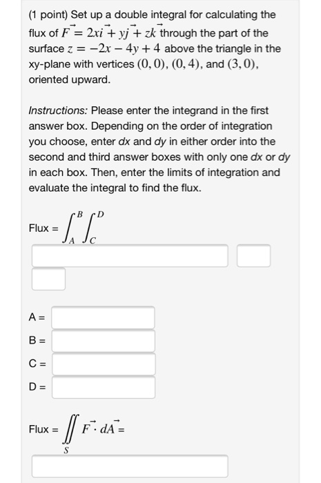 Solved (1 point) Set up a double integral for calculating | Chegg.com