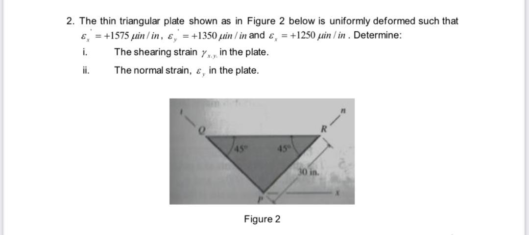 Solved 2. The thin triangular plate shown as in Figure 2 | Chegg.com
