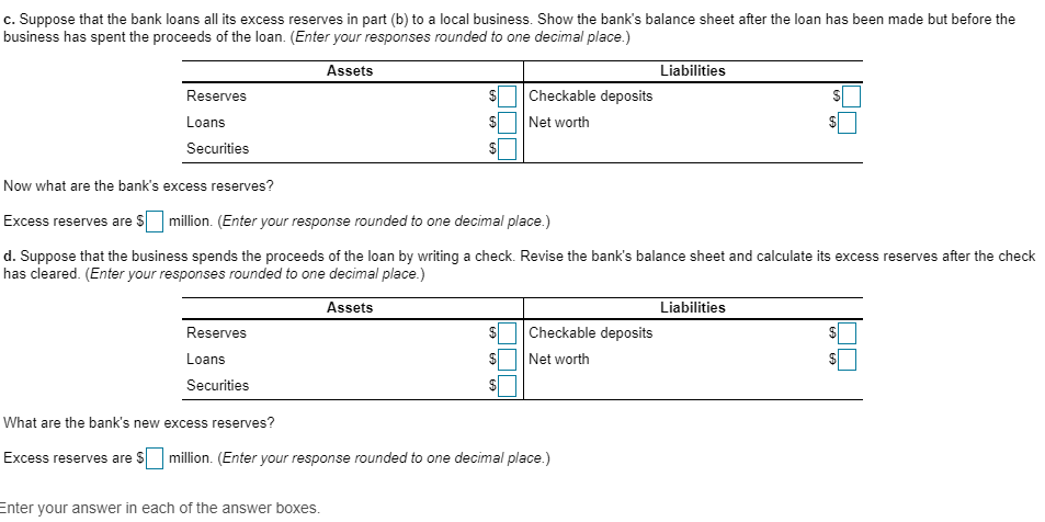 Solved In the following bank balance sheet, amounts are in | Chegg.com