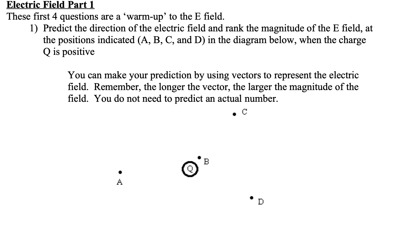 Solved Electric Field Part 1 These first 4 questions are a | Chegg.com