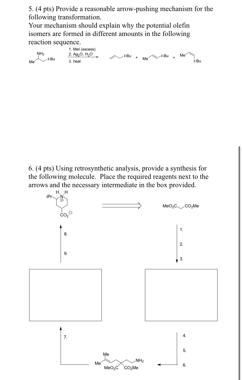 Solved 5. (4 pts) Provide a reasonable arrow-pushing | Chegg.com