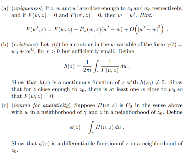 Solved Please help on complex analysis problem. F(w, z) is a | Chegg.com