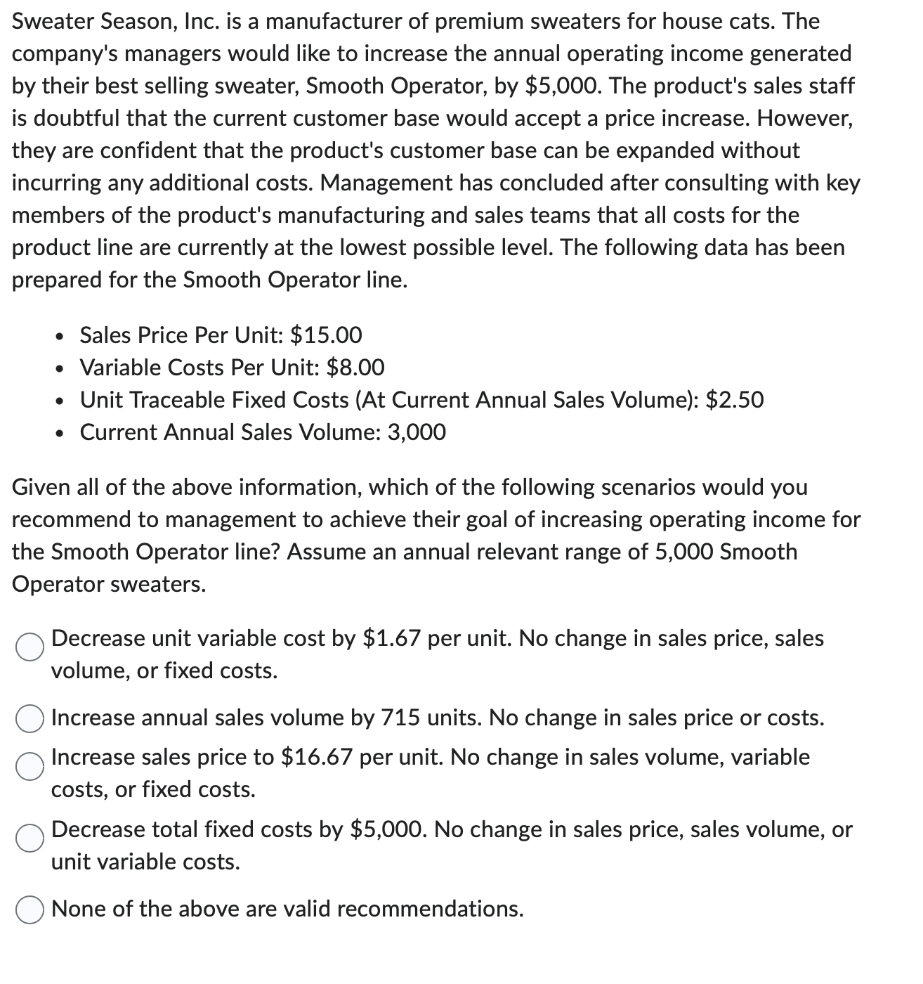 Solved Sweater Season, Inc. is a manufacturer of premium | Chegg.com