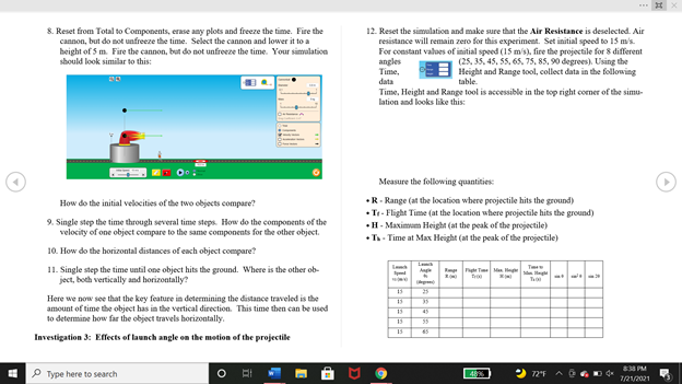 Solved LAB: PROJECTILE MOTION Learning Goals: • Draw motion | Chegg.com