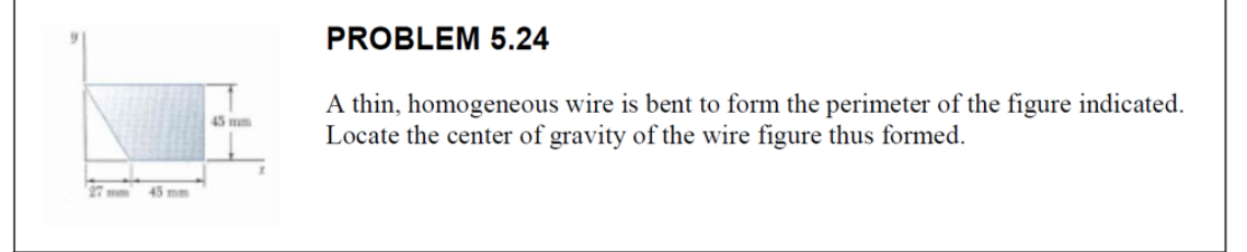Solved PROBLEM 5.24A thin, homogeneous wire is bent to form | Chegg.com