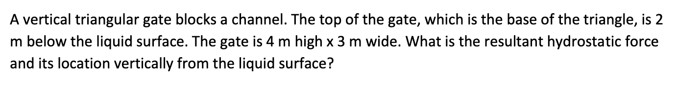 Solved A vertical triangular gate blocks a channel. The top | Chegg.com