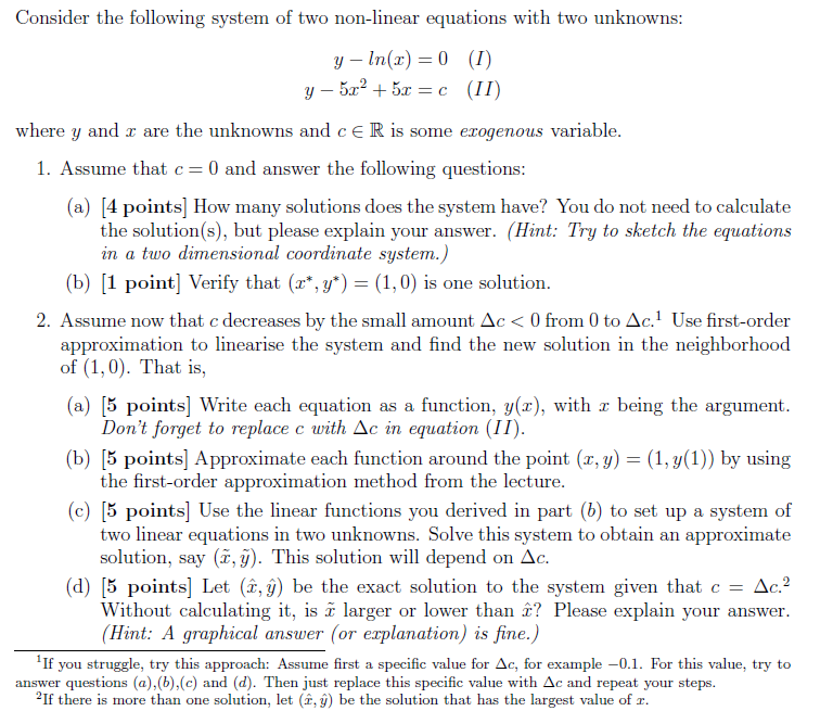 Solved Consider the following system of two non-linear | Chegg.com