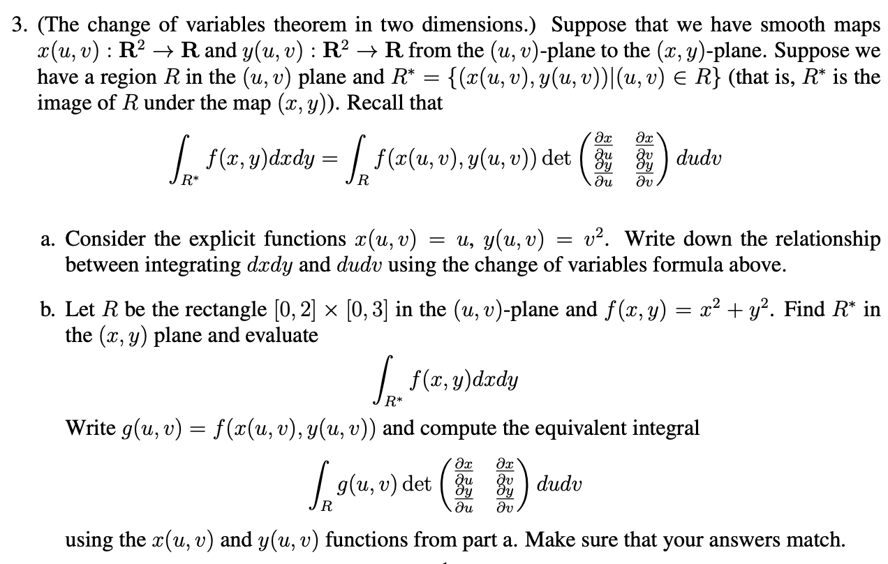Solved 3. (The change of variables theorem in two | Chegg.com