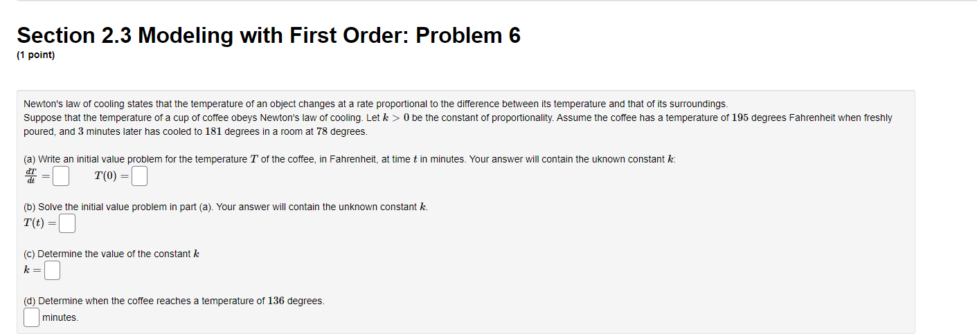 Solved Section 2.3 Modeling with First Order: Problem 6 (1 | Chegg.com