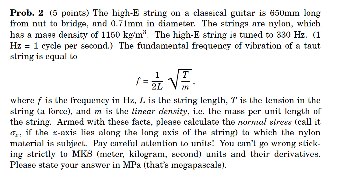 Solved Prob. 2 (5 points) The high-E string on a classical | Chegg.com