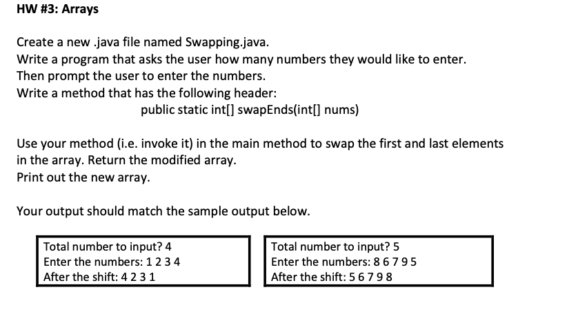 Solved Create A New Java File Named Swappingjava Write A 4999