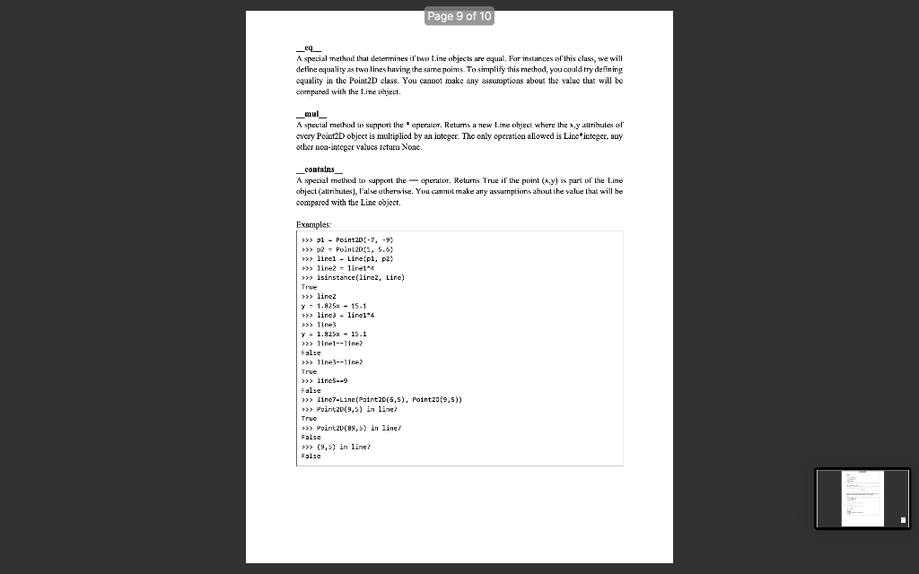 Solved Section 3: The Line class (3 pts) The Tine class | Chegg.com