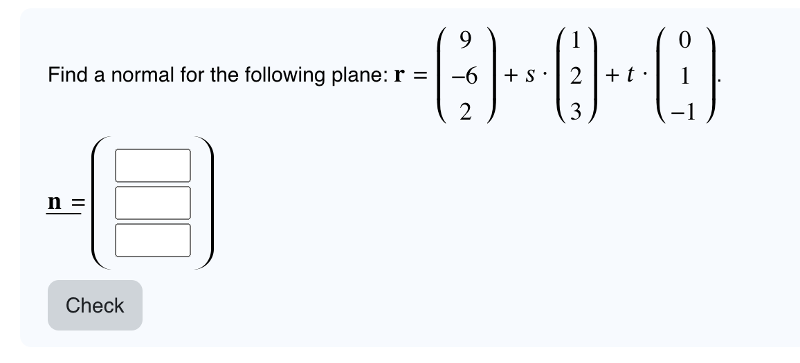 Solved Find a normal for the following plane: \\( | Chegg.com