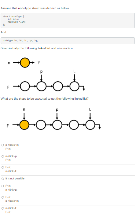 Solved Assume that nodeType struct was defined as below. | Chegg.com