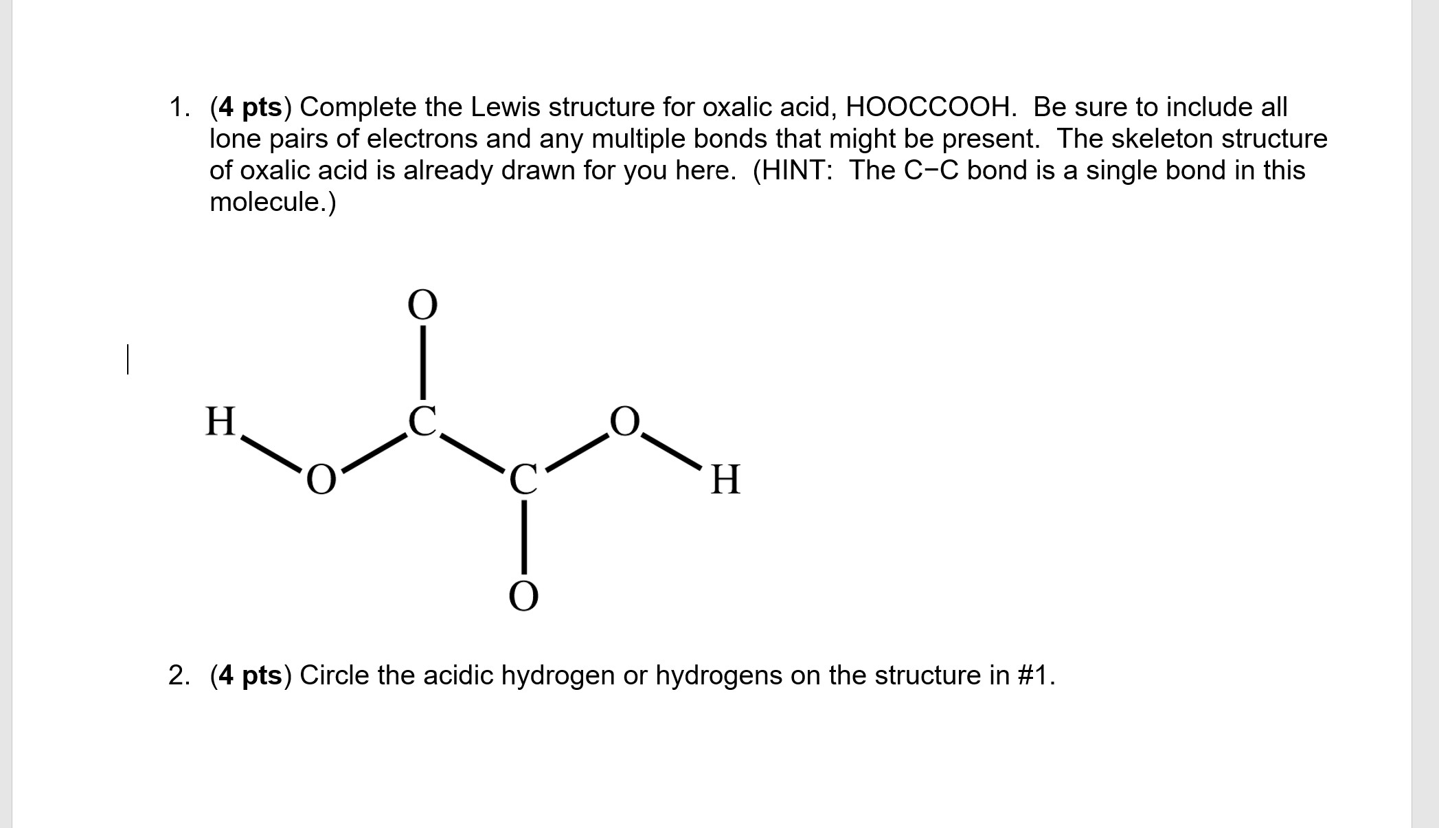 Oxalic Acid Structure