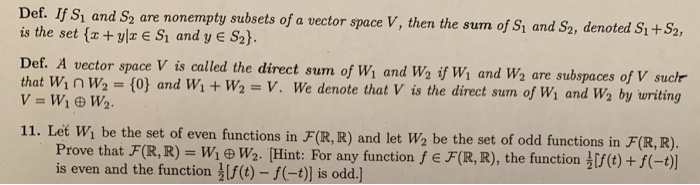 Solved If Si and S2 are nonempty subsets of a vector space | Chegg.com
