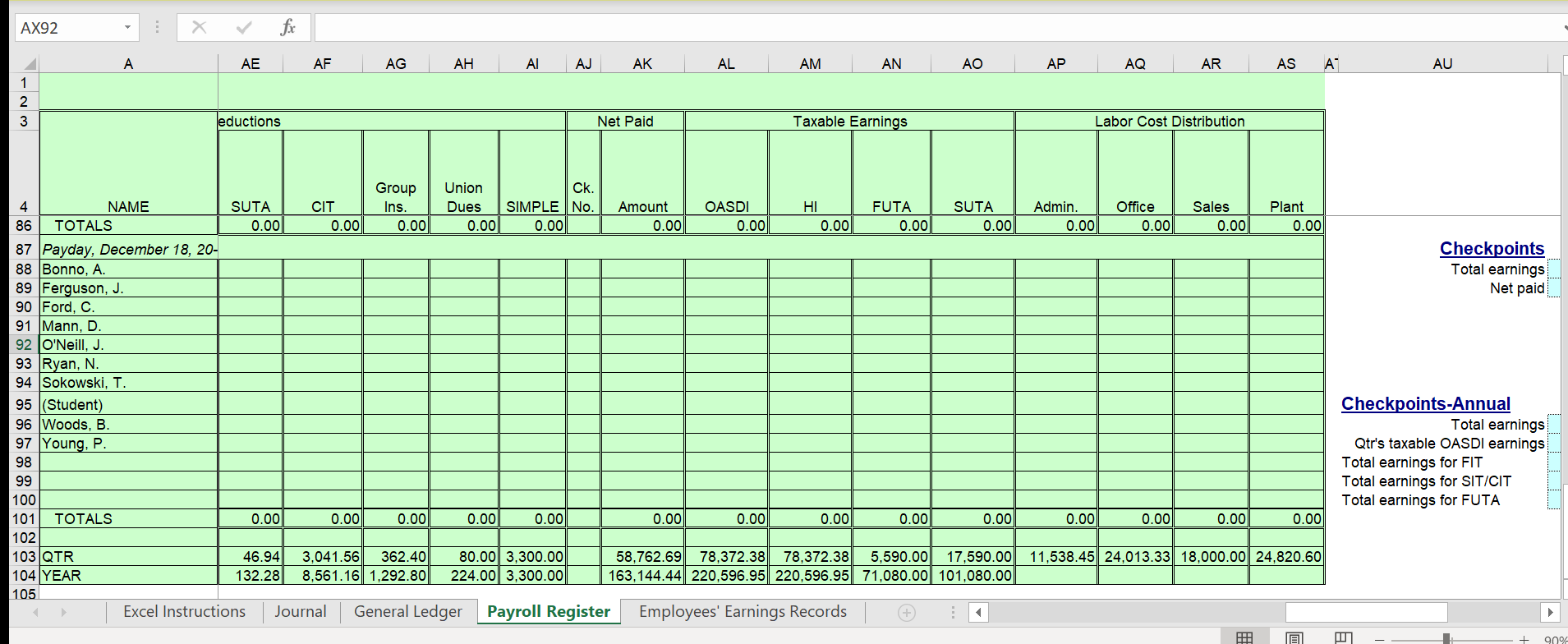 Solved NOTE: - Please complete the payroll register and | Chegg.com