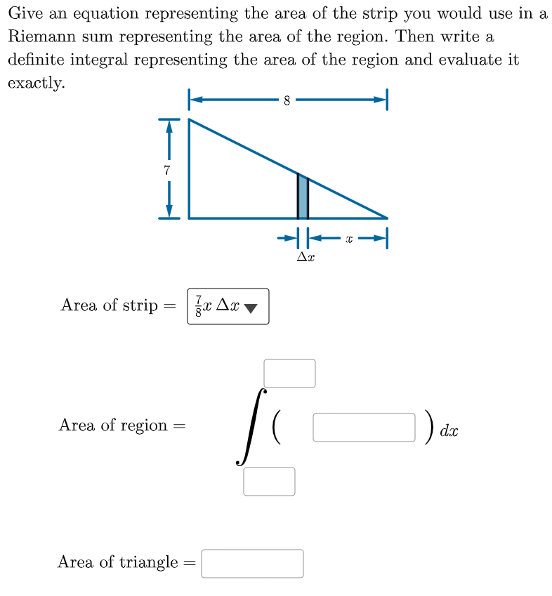 Solved Give an equation representing the area of the strip | Chegg.com