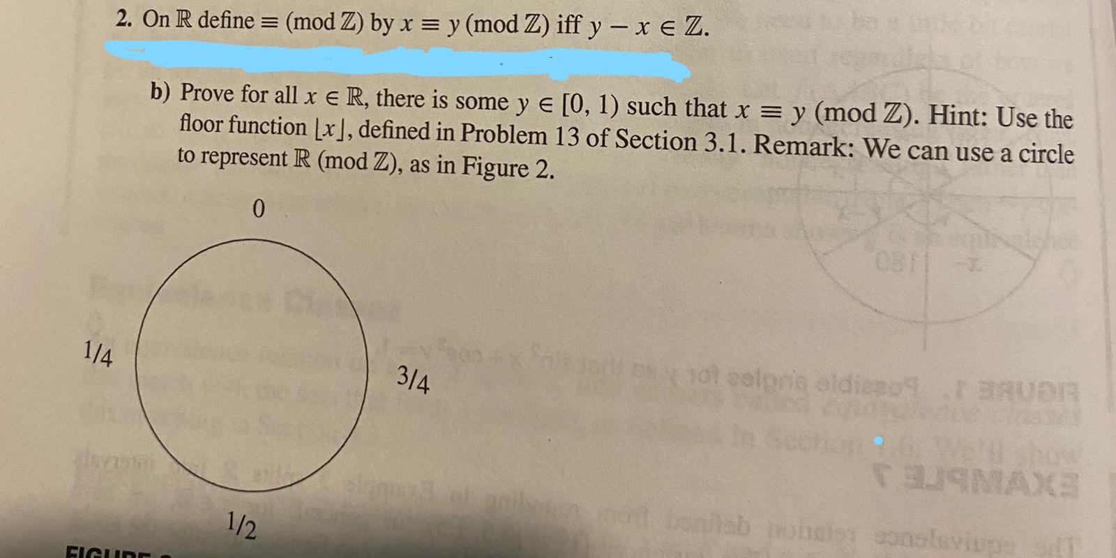 Solved 2. On R define = (mod Z) by x = y(mod Z) iff y - Xe | Chegg.com