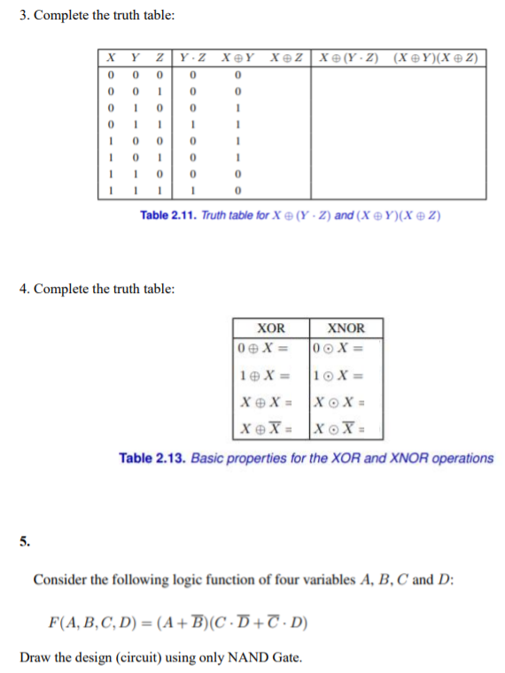 Solved 3. Complete the truth table: X Y Z| Y Z X Y XZ1 Xe (Y | Chegg.com