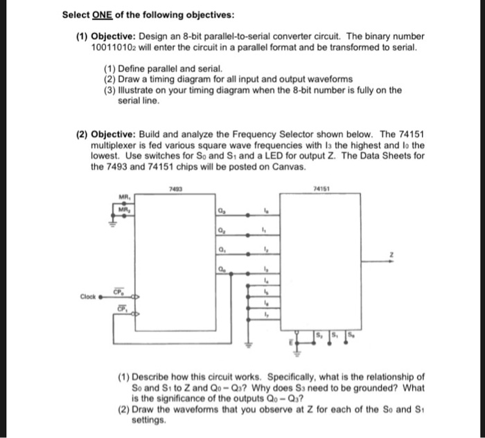Solved Select ONE of the following objectives: (1) | Chegg.com