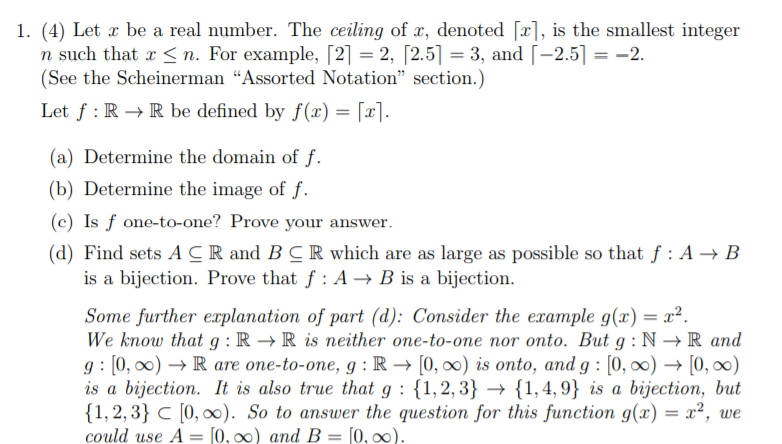 Solved 1. (4) Let x be a real number. The ceiling of x, | Chegg.com