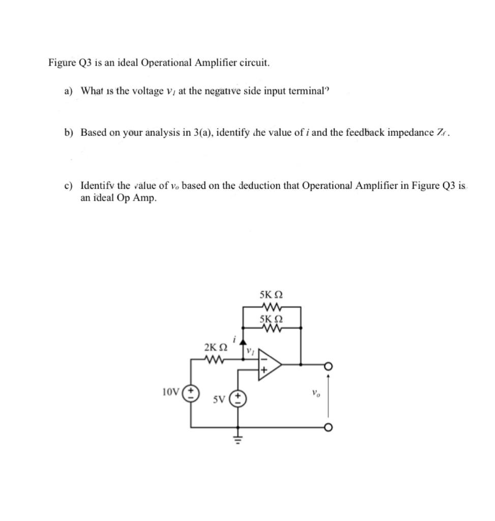 Solved Figure Q3 is an ideal Operational Amplifier circuit. | Chegg.com
