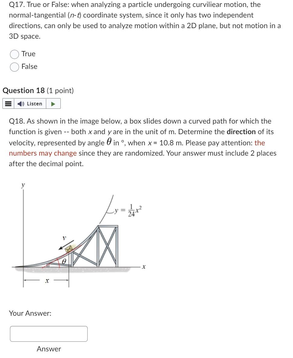 Solved Q17. True or False: when analyzing a particle | Chegg.com