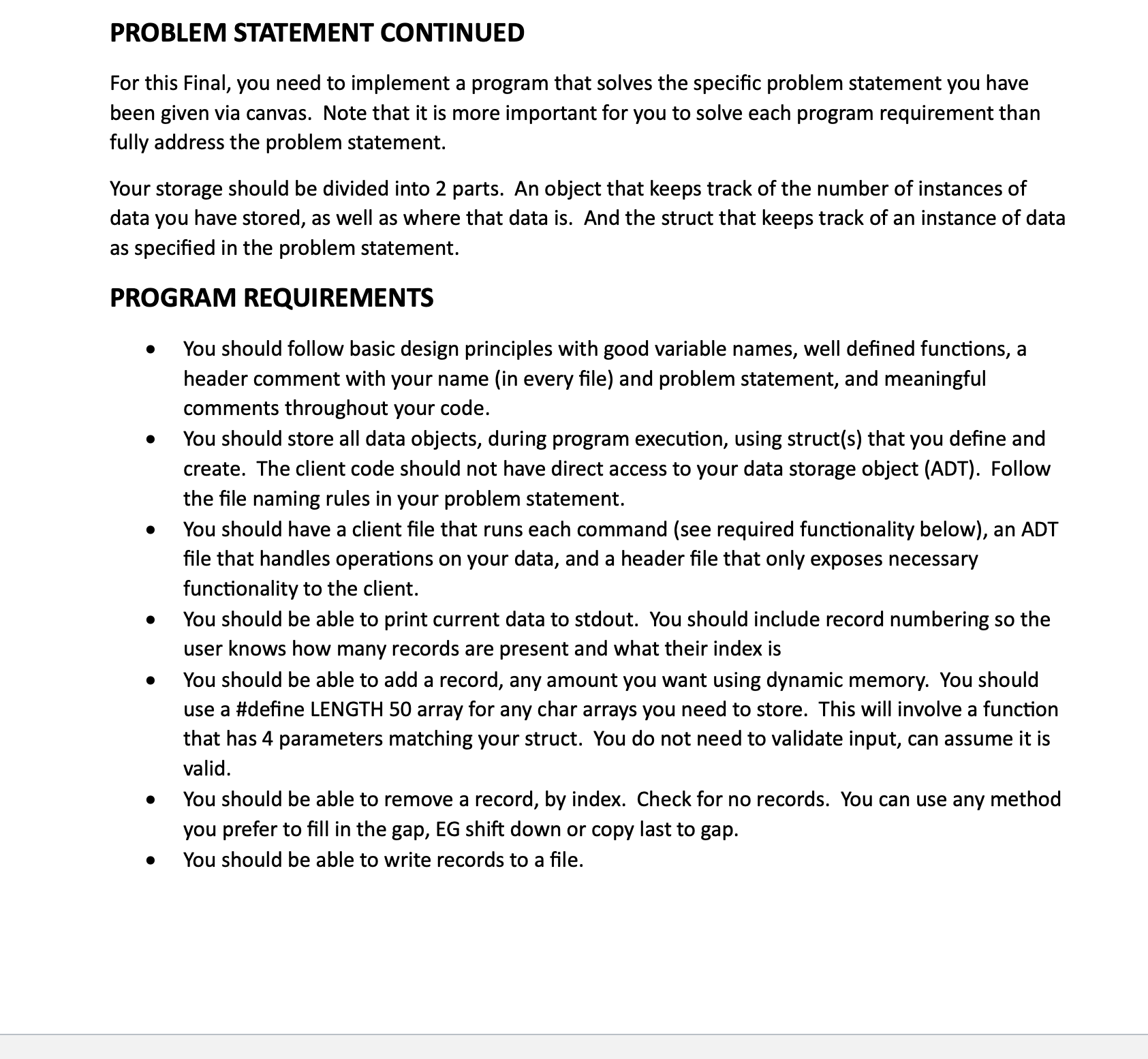 Solved For this Final, you need to implement a program that | Chegg.com Solved For this Final, you need to implement a program that | Chegg.com