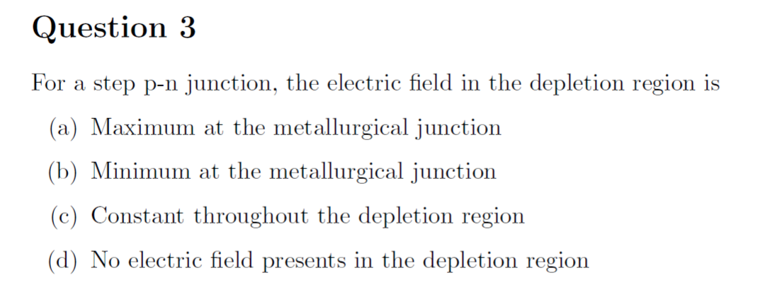 Solved For a step p-n junction, the electric field in the | Chegg.com