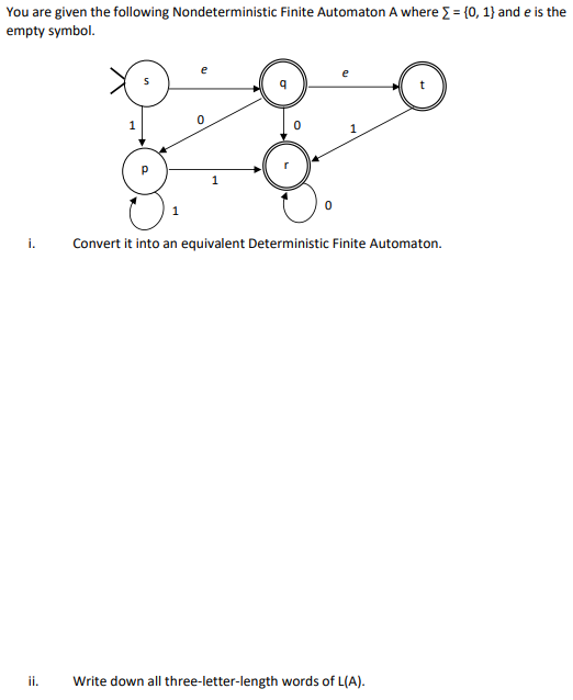 Solved You are given the following Nondeterministic Finite | Chegg.com