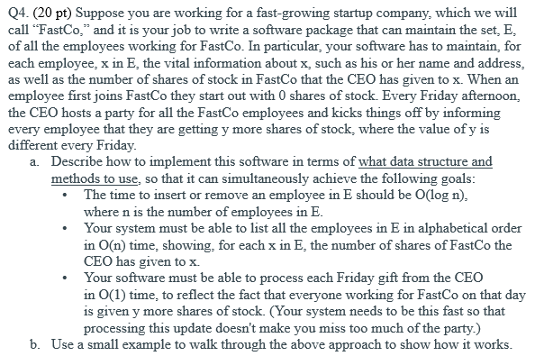 Solved Q4. (20 pt) Suppose you are working for a | Chegg.com