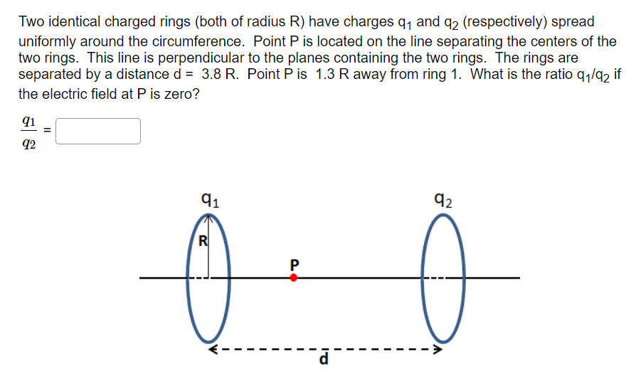 Solved Two identical charged rings (both of radius R ) have | Chegg.com