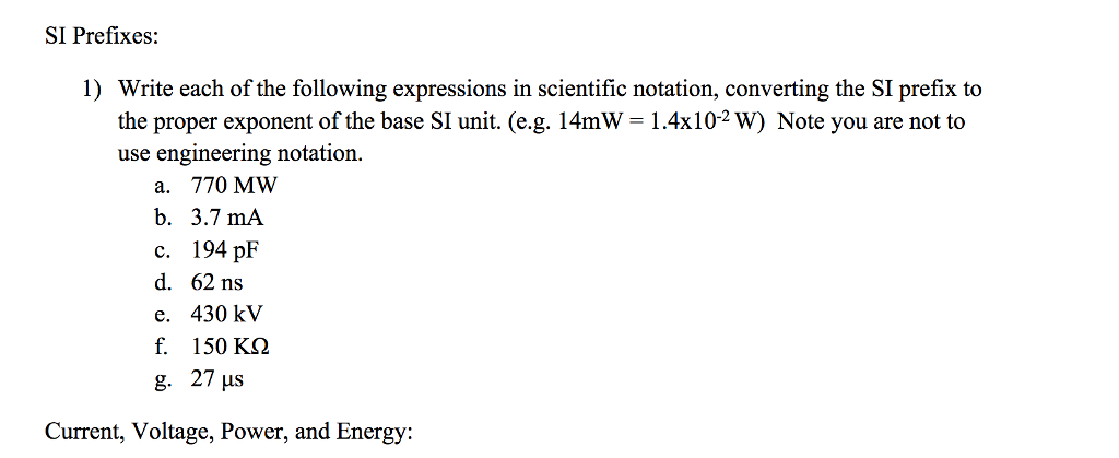 Solved SI Prefixes: Write each of the following expressions | Chegg.com