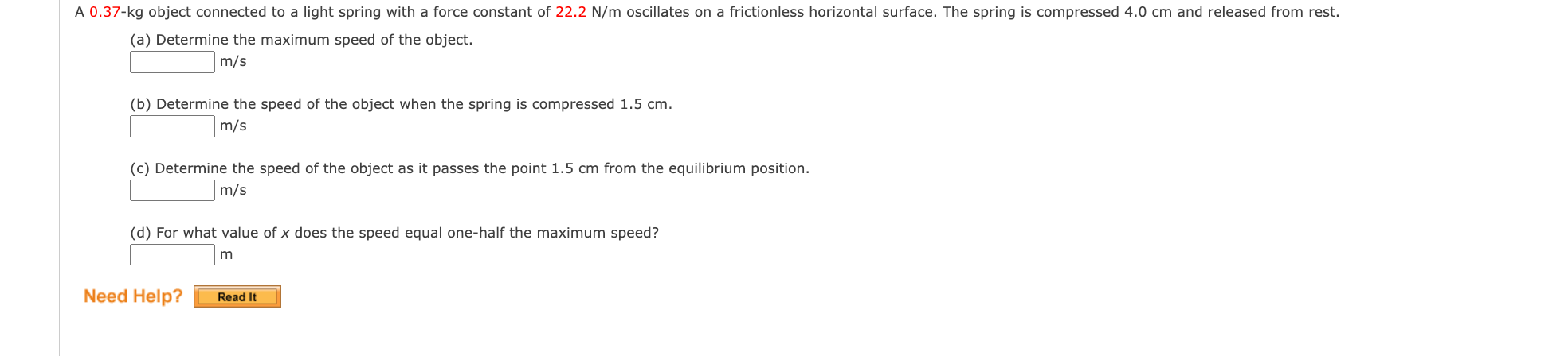 Solved (a) Determine the maximum speed of the object. ]m/s | Chegg.com