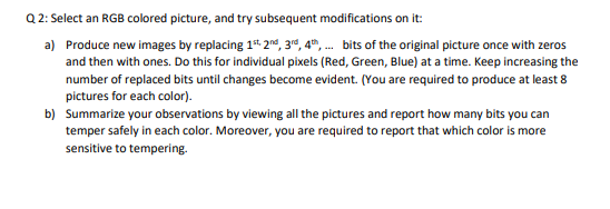 Q2: Select an RGB colored picture, and try subsequent | Chegg.com