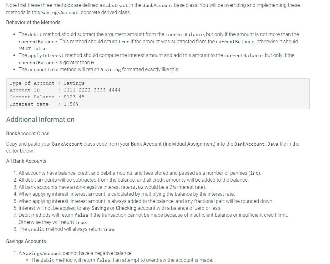 Solved You must write a public class named SavngsAccount | Chegg.com