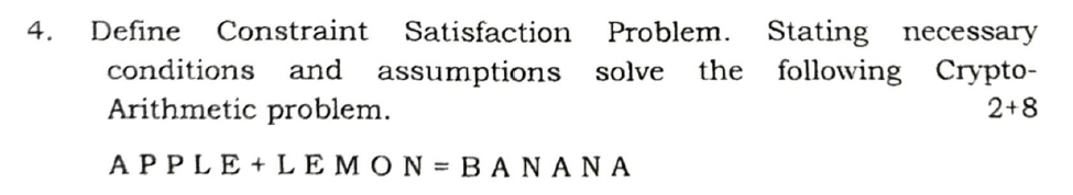 Solved 4. Define Constraint Satisfaction Problem. Stating | Chegg.com
