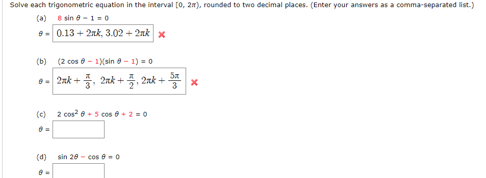 Solved Solve each trigonometric equation in the interval [0, | Chegg.com