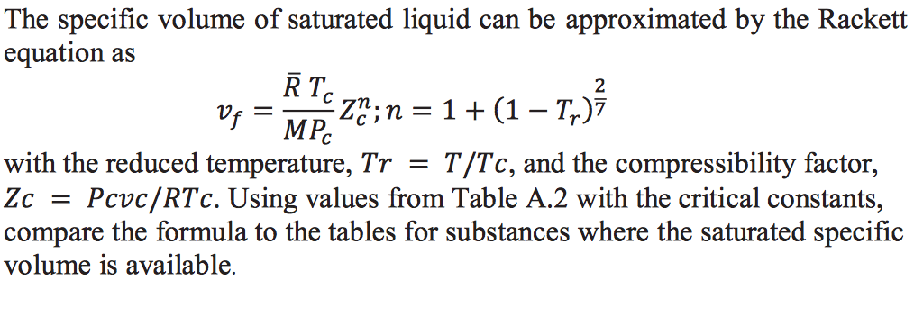 The specific volume of saturated liquid can be | Chegg.com