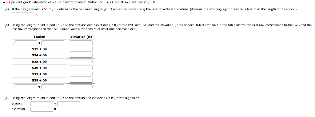 Solved A +4 percent grade intersects with a -1 percent grade | Chegg.com