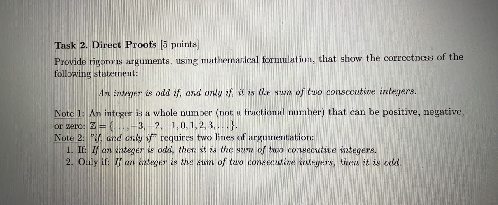 Solved Task 2. Direct Proofs [5 points] Provide rigorous | Chegg.com