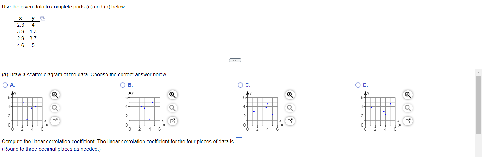Solved Use the given data to complete parts (a) and (b) | Chegg.com
