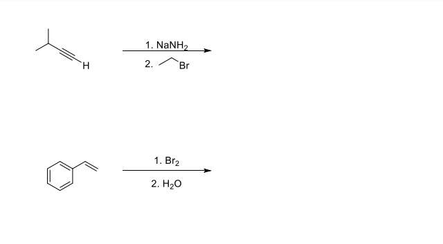 Solved 1. NaNH2 H 2. Br 1. Br2 2. H20 | Chegg.com