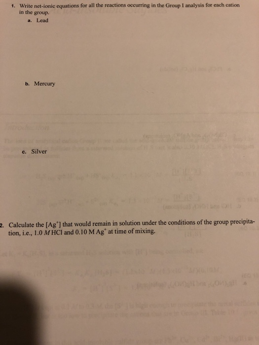 Solved Write net-ionic equations for all the reactions | Chegg.com